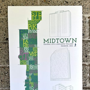 Midtown, Phoenix, Arizona Neighborhood Map Art Print - Etsy