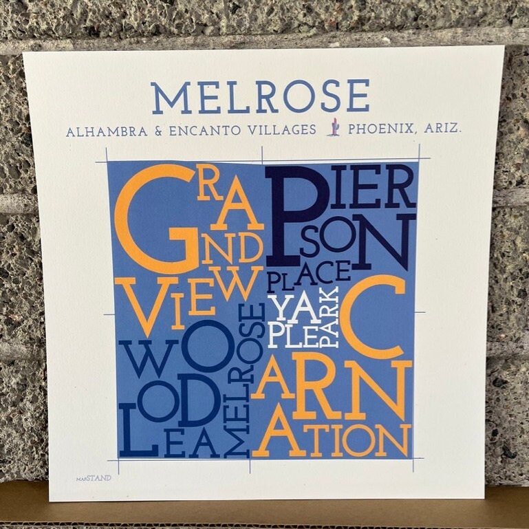 Melrose, Phoenix, Arizona Neighborhood Map Art Print - Etsy