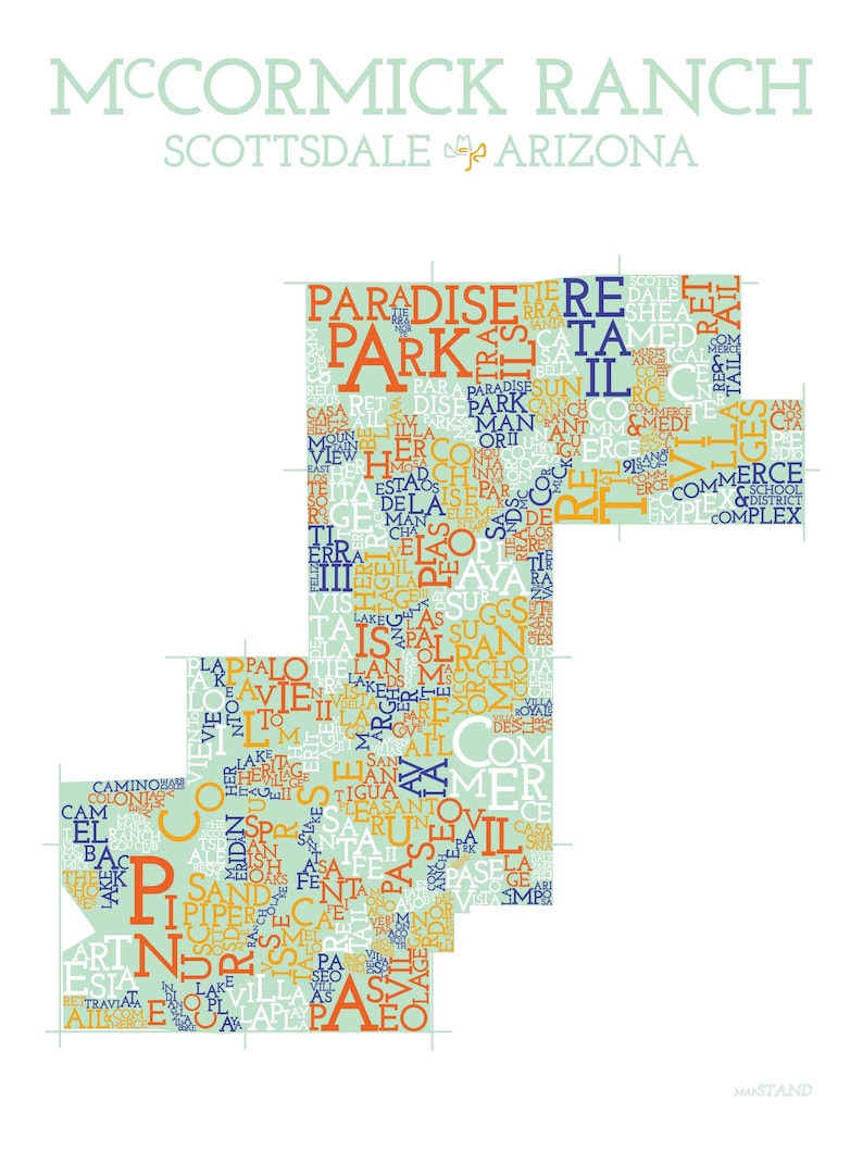 Mccormick Ranch, Scottsdale, Arizona, Neighborhood Map Art Print - Etsy