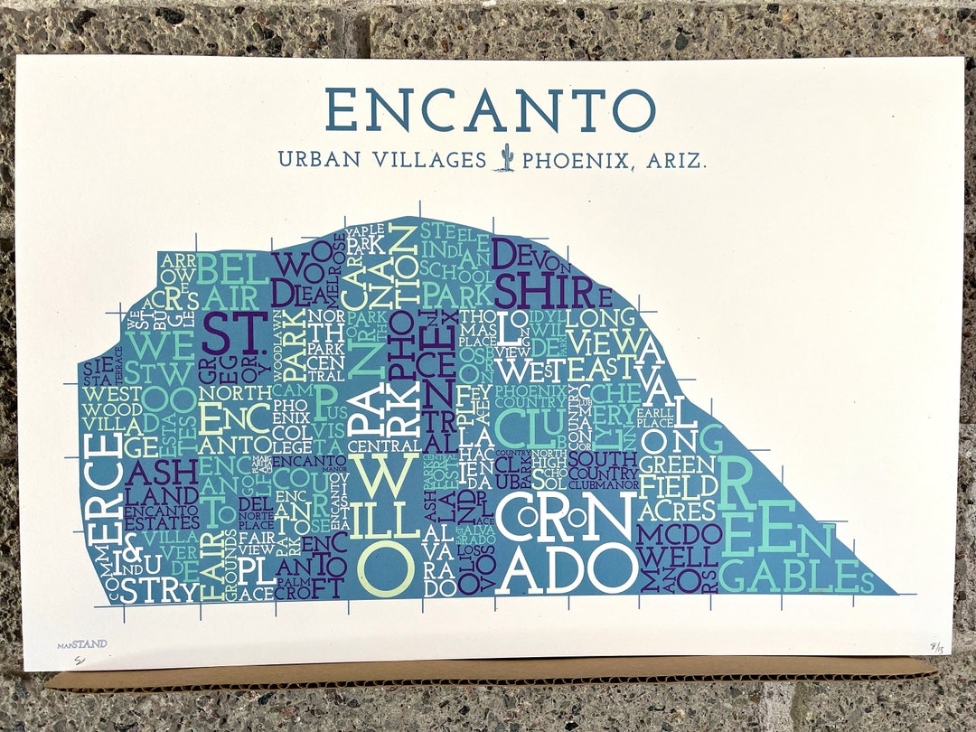 Encanto Village, Phoenix, Arizona Neighborhood Map Art Print - Etsy