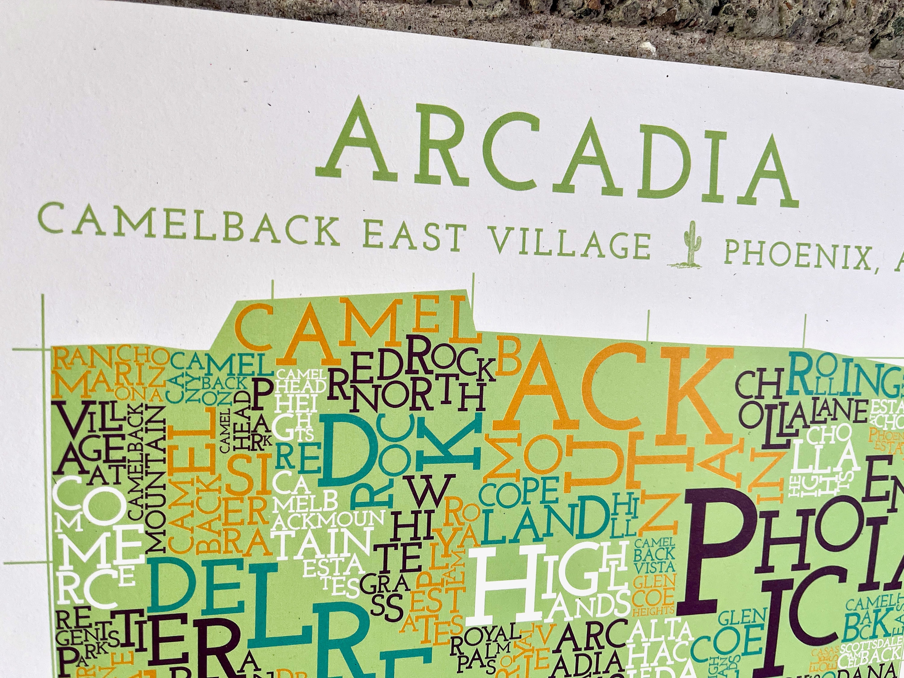 Arcadia, Phoenix, Arizona Neighborhood Map Art Print - Etsy