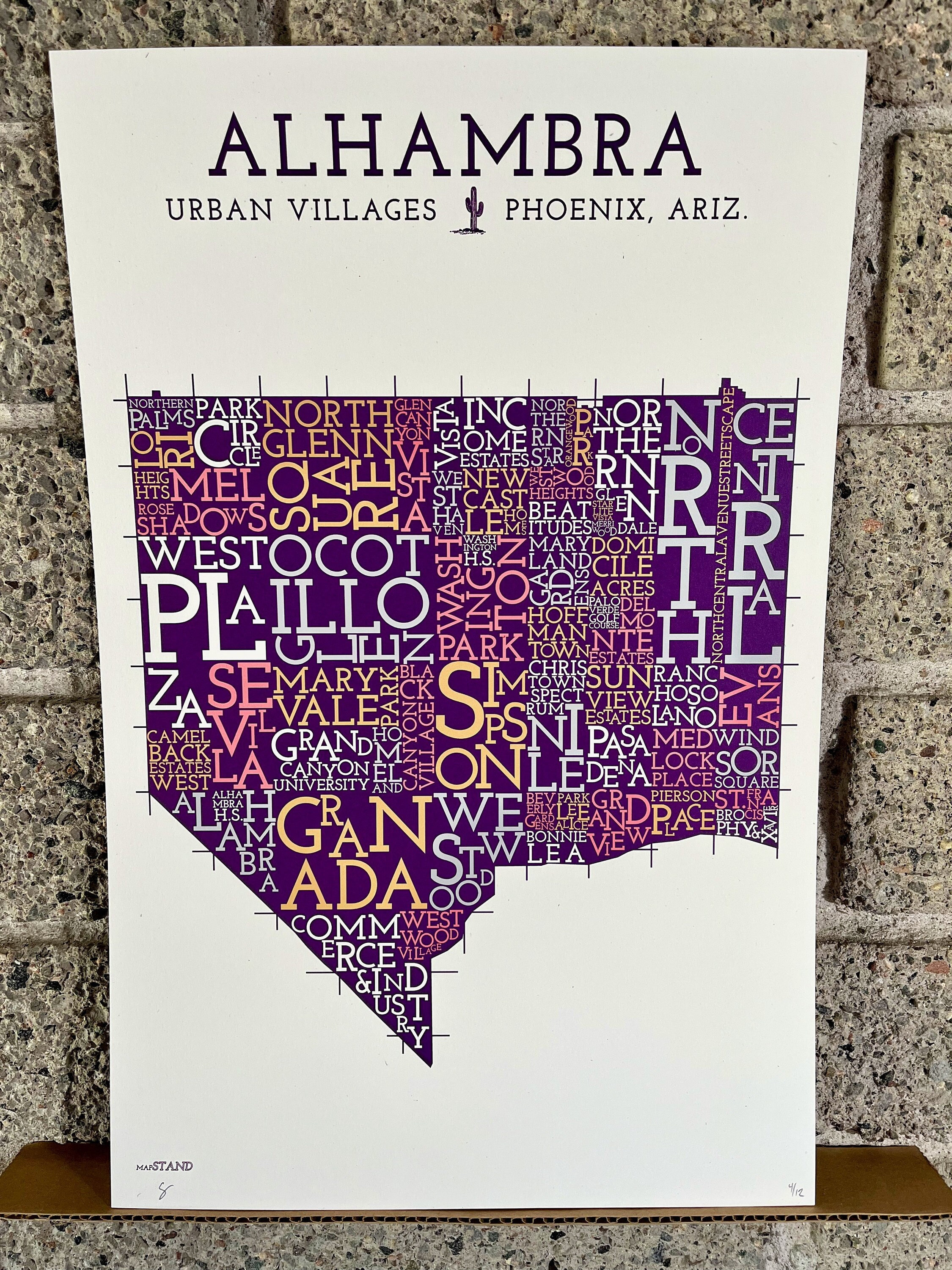 Alhambra Village (GCU), Phoenix, Arizona Neighborhood Map Art Print - Etsy