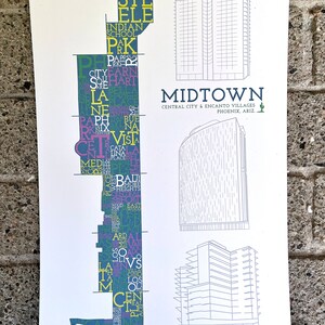 Midtown, Phoenix, Arizona Neighborhood Map Art Print - Etsy