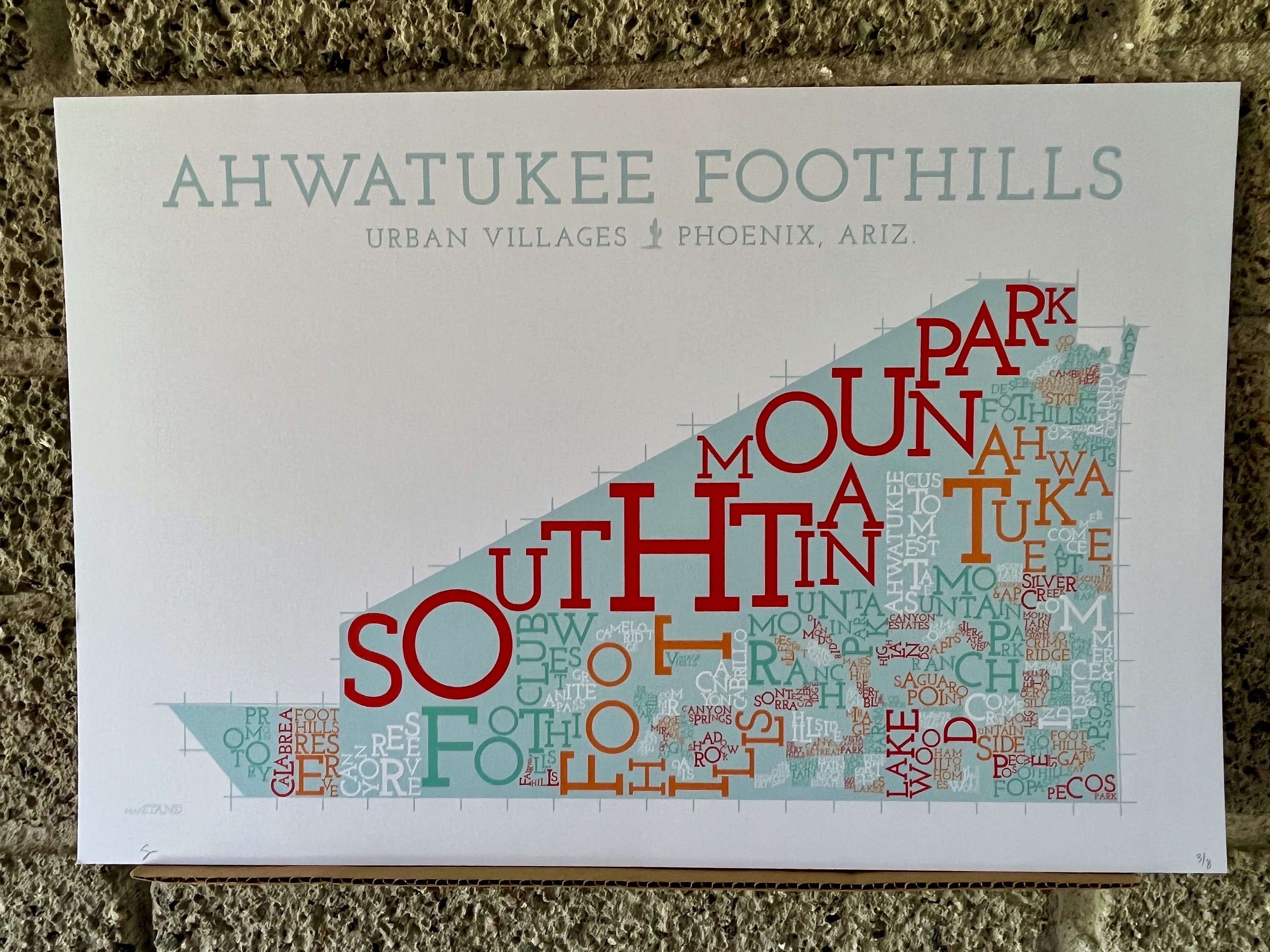 Ahwatukee Foothills Village, Phoenix, Arizona Neighborhood Map Art ...