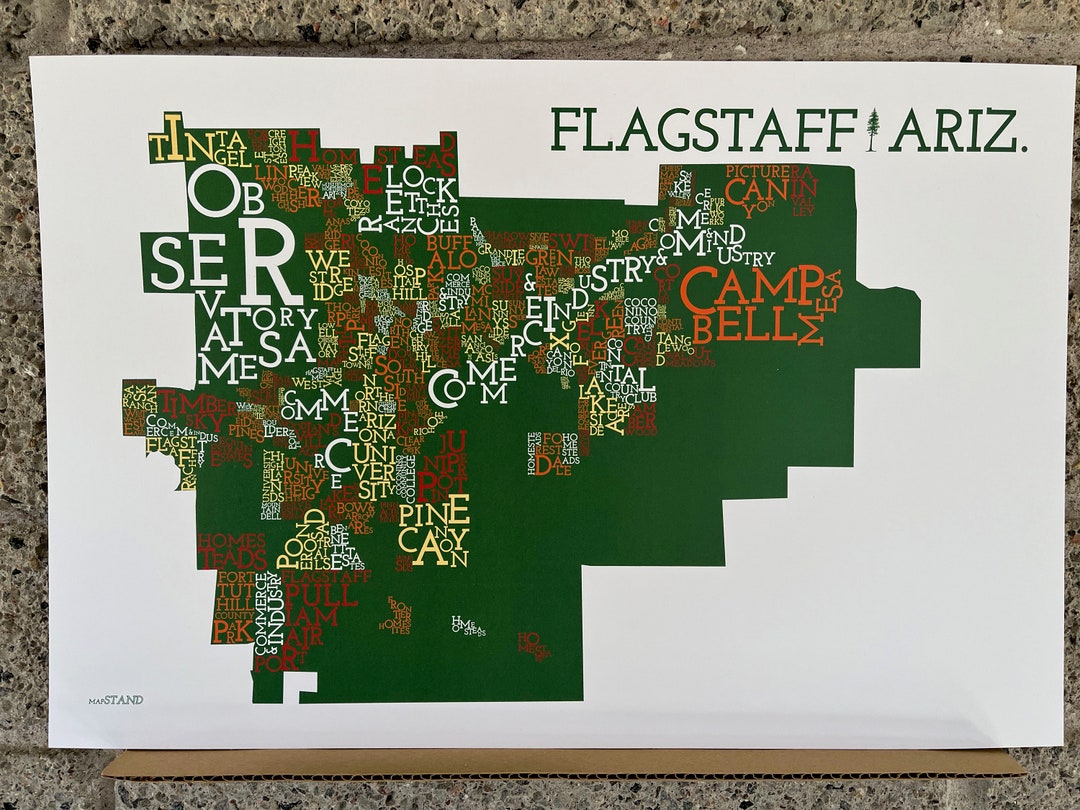 Flagstaff, Arizona, City Limits Neighborhood Map Art Print - Etsy