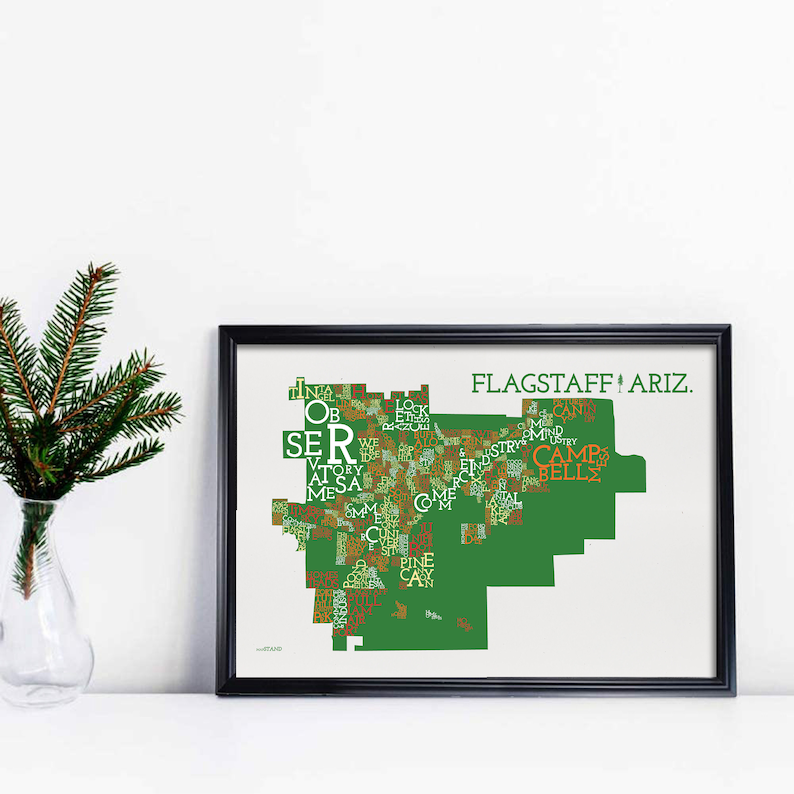 Flagstaff, Arizona, City Limits Neighborhood Map Art Print - Etsy