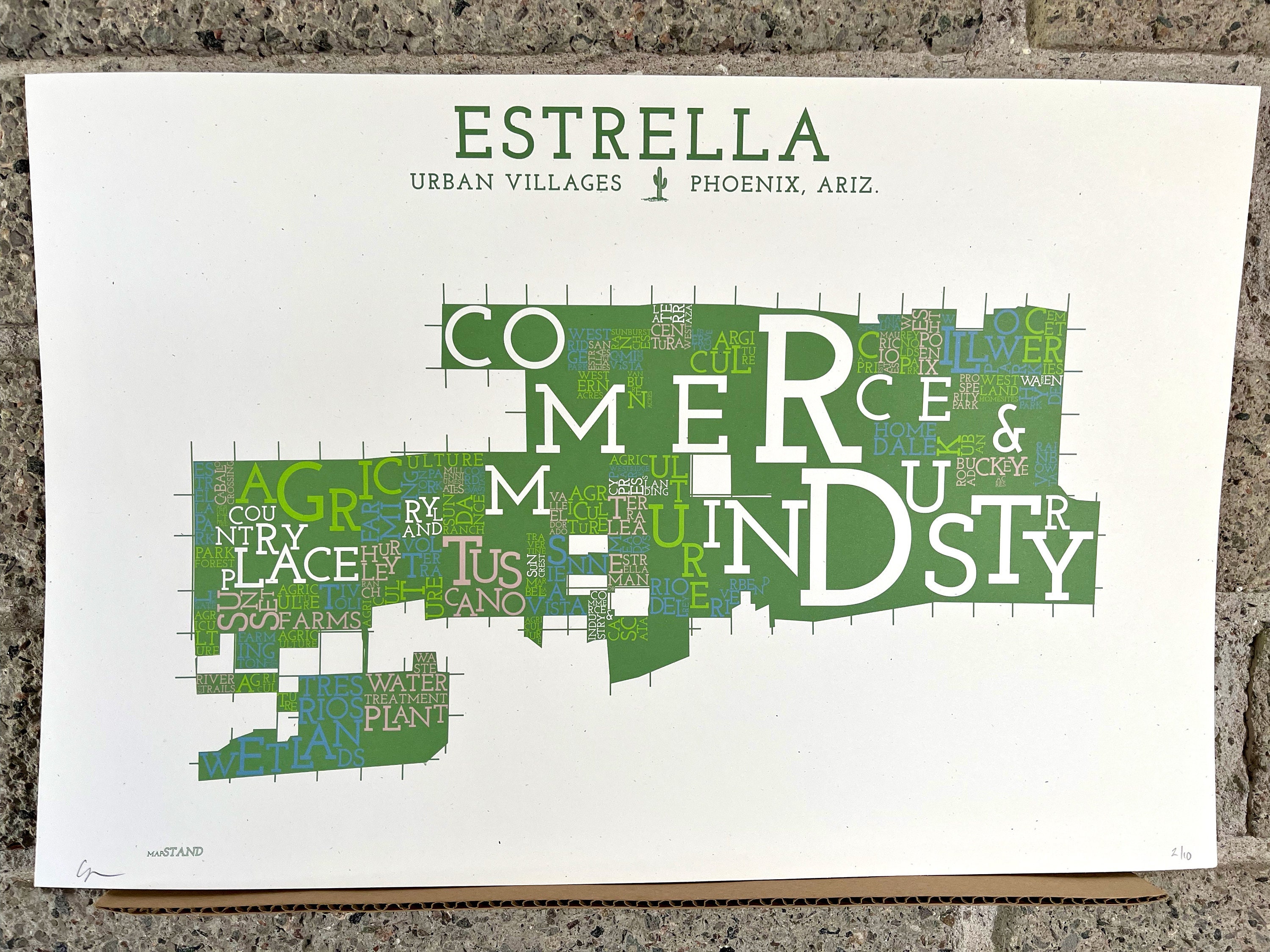Estrella Village, Phoenix, Arizona Neighborhood Map Art Print - Etsy