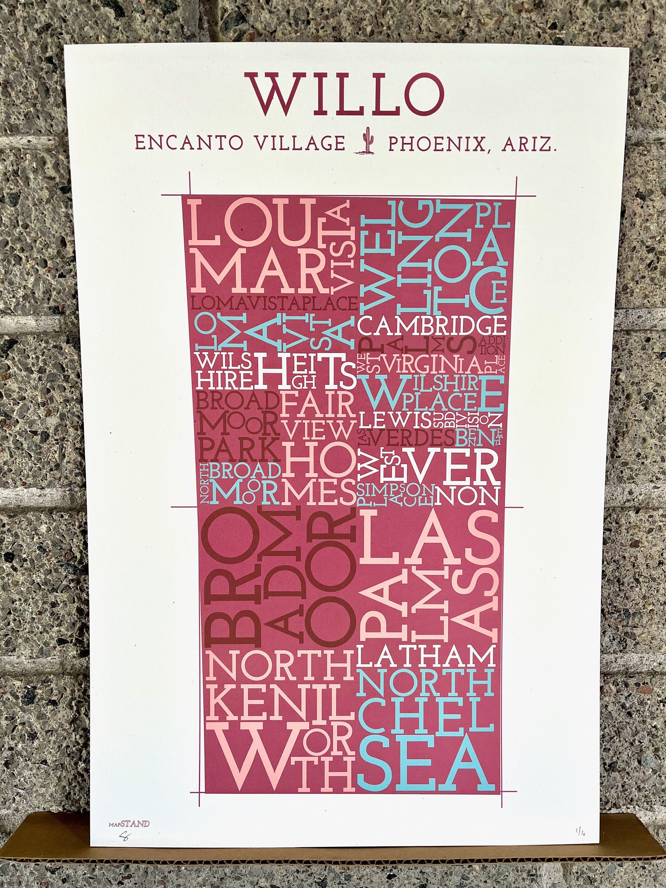 Willo, Phoenix, Arizona, Neighborhood Map Art Print - Etsy