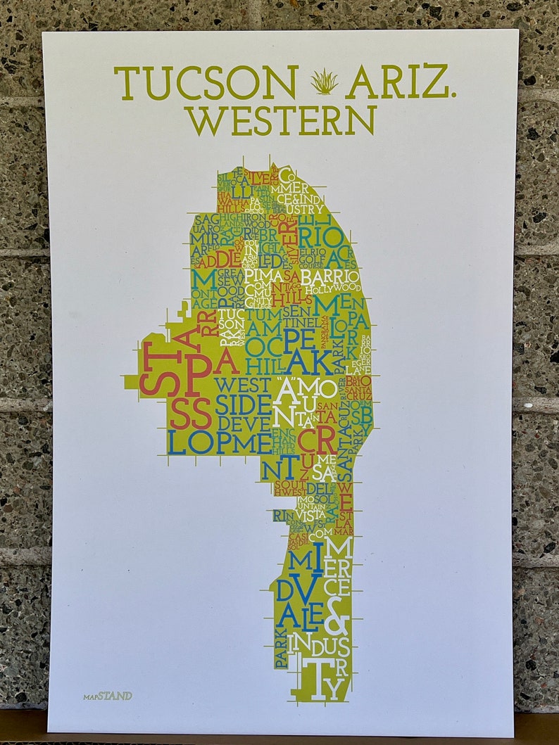 Tucson, Arizona, Western, Neighborhood Map Art Print - Etsy