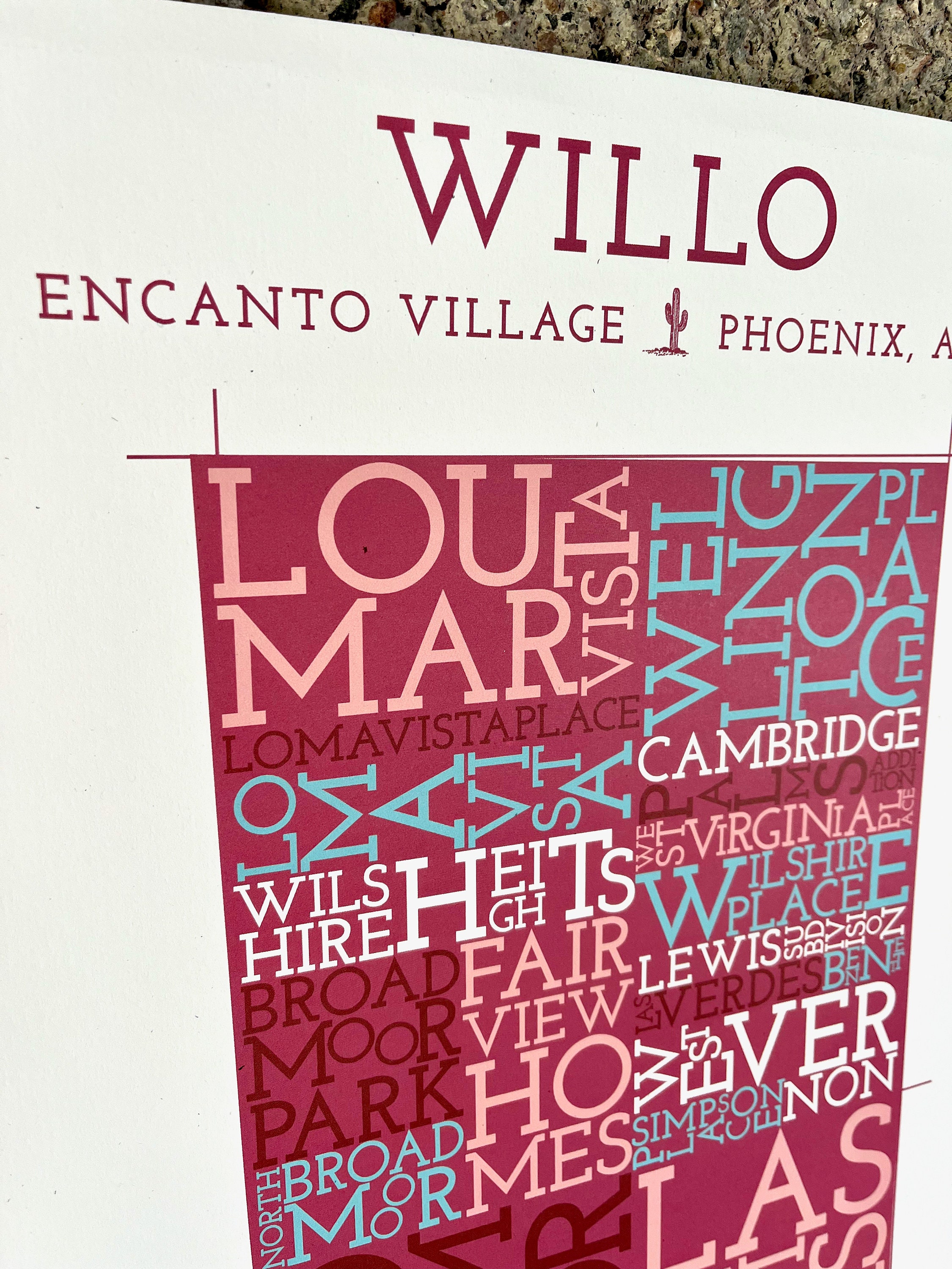 Willo, Phoenix, Arizona, Neighborhood Map Art Print - Etsy