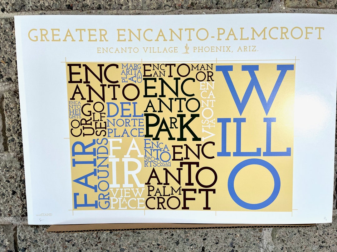 Encanto-palmcroft (greater), Phoenix, Arizona Neighborhood Map Art ...