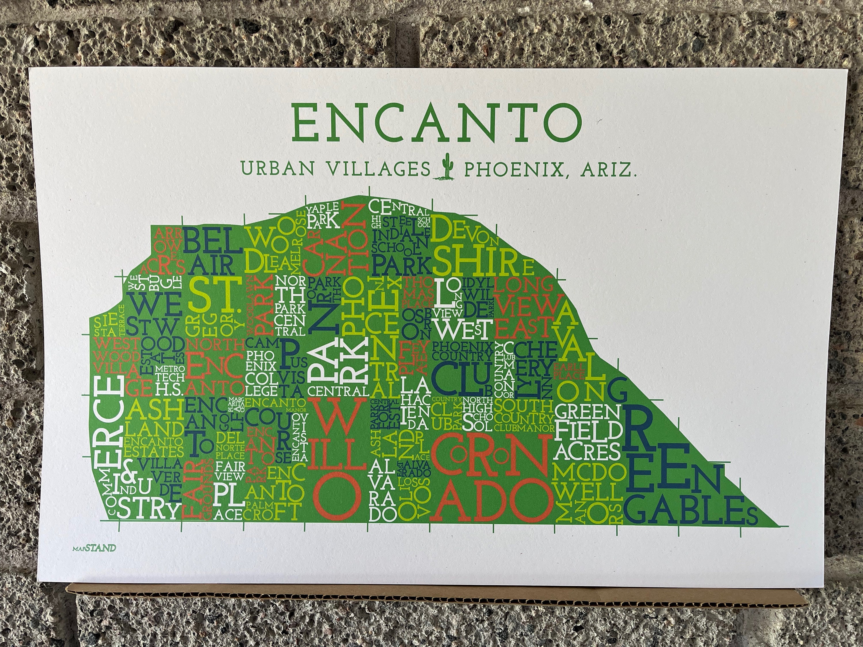 Encanto Village, Phoenix, Arizona Neighborhood Map Art Print - Etsy