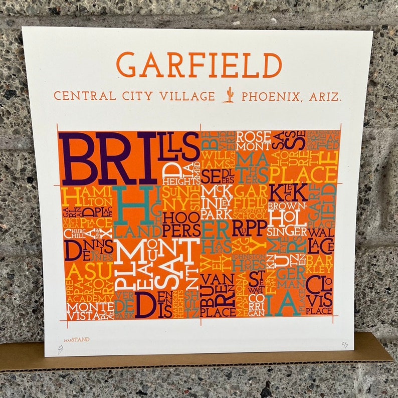 Mapa del vecindario de Garfield, Phoenix, Arizona Lámina artística ...