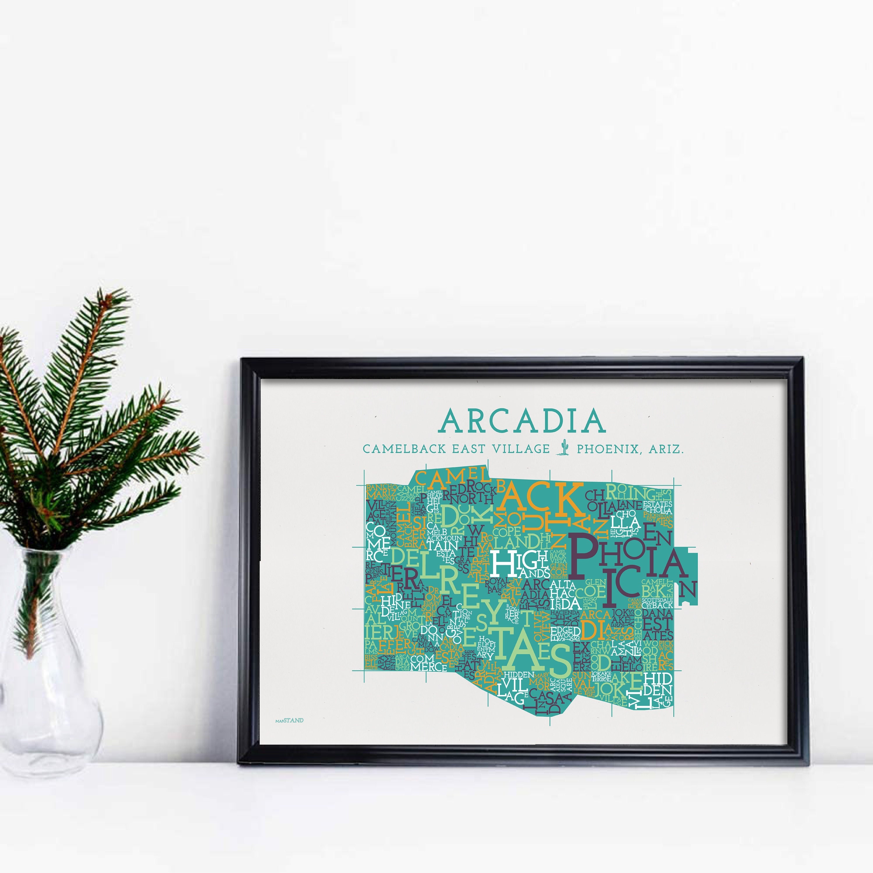 Arcadia, Phoenix, Arizona Neighborhood Map Art Print - Etsy