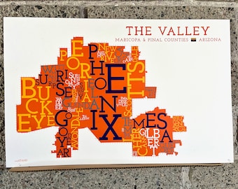 Arcadia Phoenix Arizona Neighborhood Map Art Print - Etsy