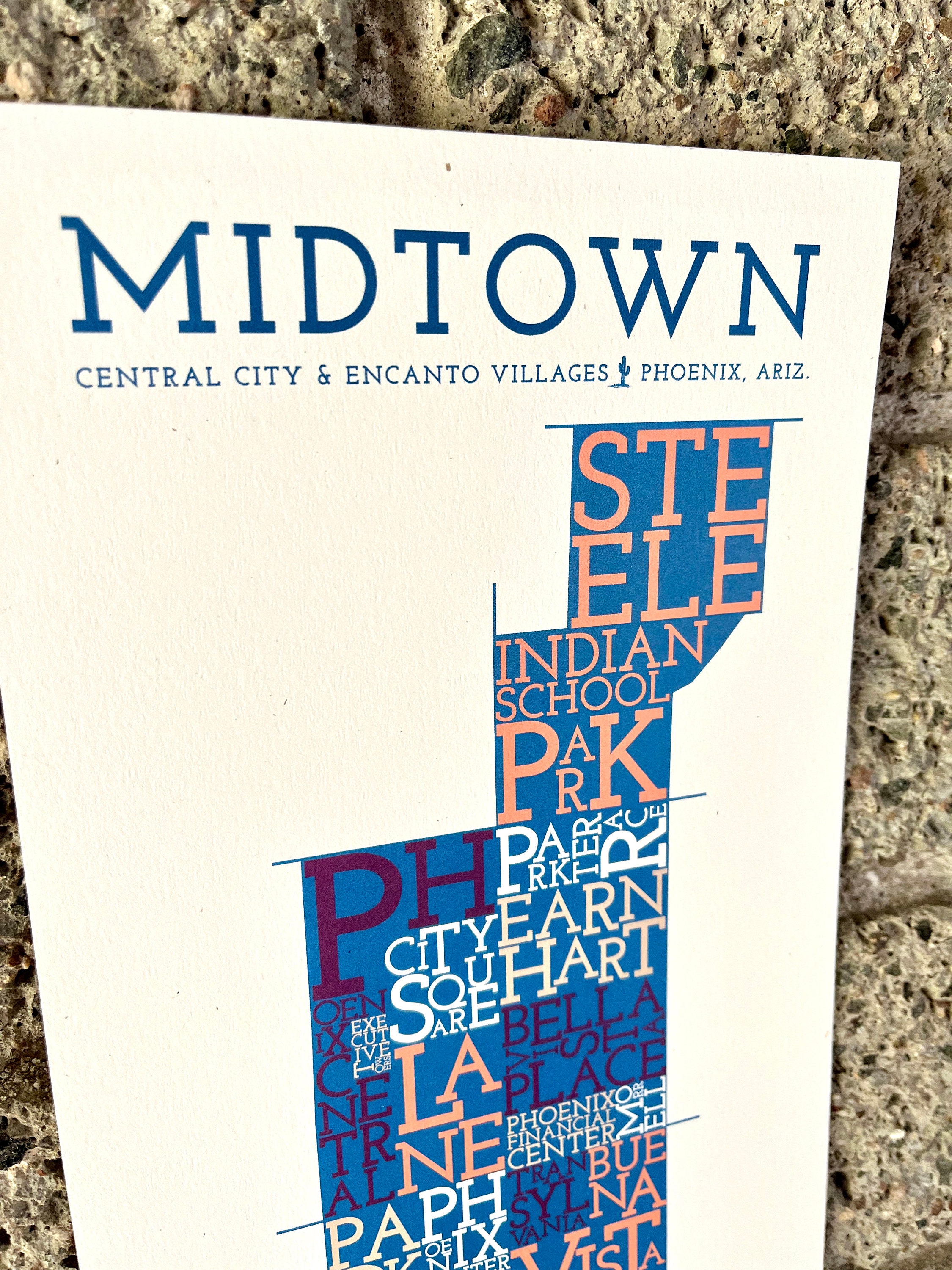 Midtown, Phoenix, Arizona Neighborhood Map Art Print - Etsy