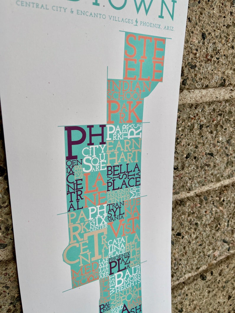 Midtown Phoenix Arizona Neighborhood Map Art Print - Etsy