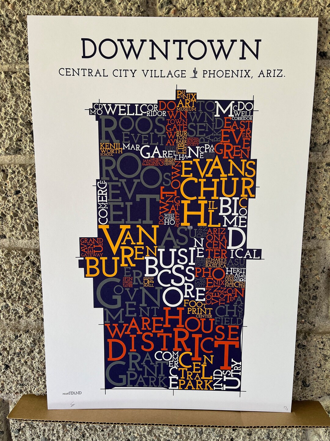 Downtown (ASU Downtown), Phoenix, Arizona Neighborhood Map Art Print - Etsy