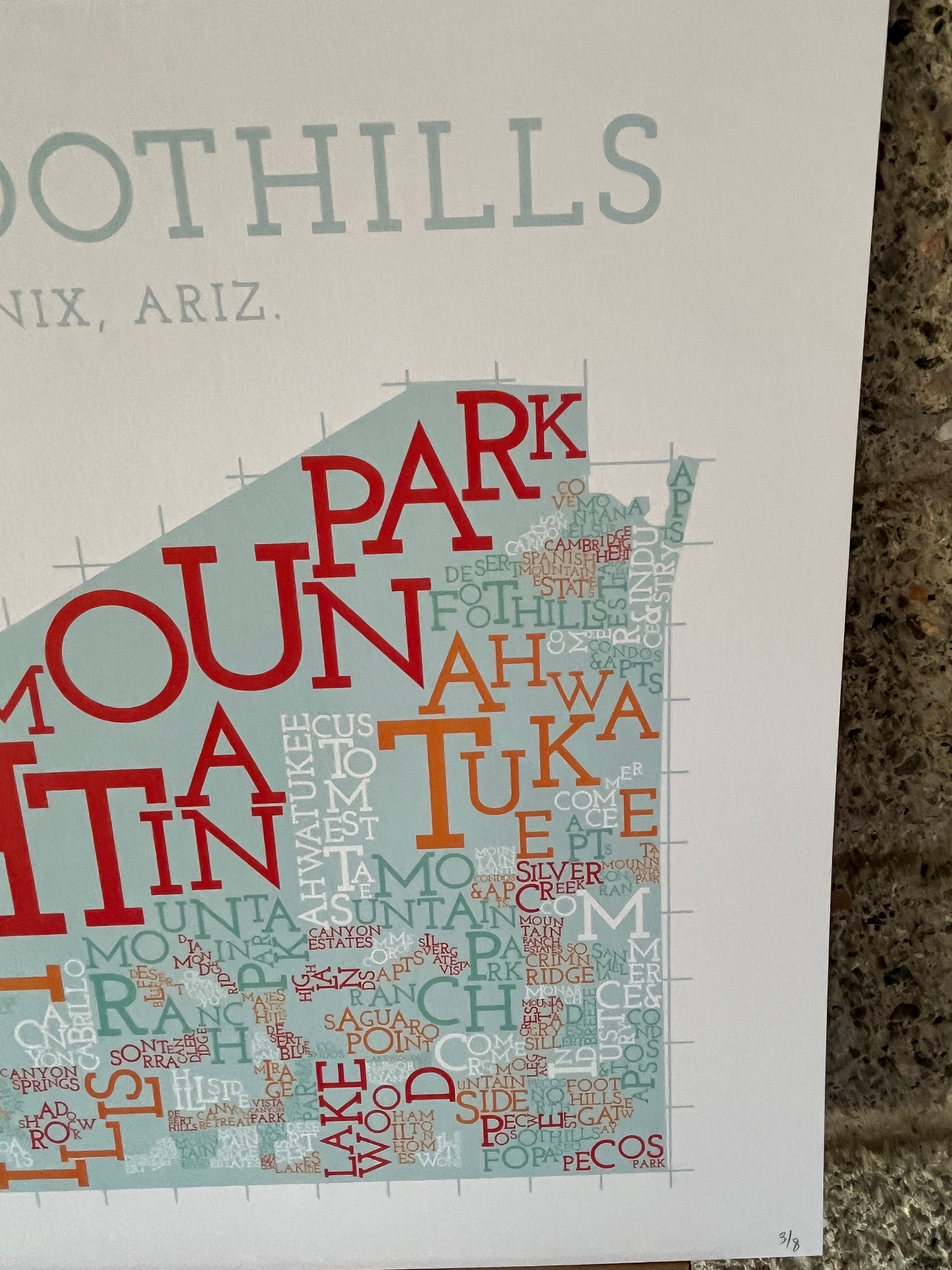 Ahwatukee Foothills Village, Phoenix, Arizona Neighborhood Map Art ...