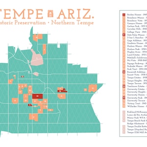 Tempe, Arizona, Historic Neighborhood Map Art Print - Etsy