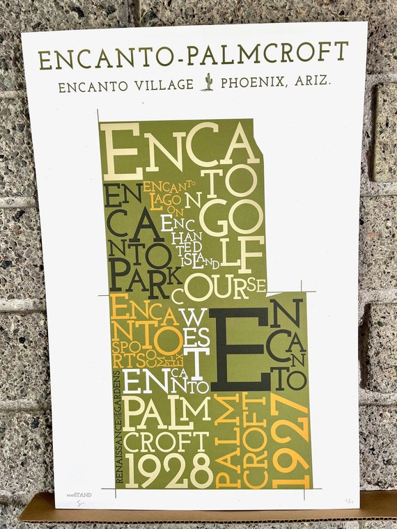 Encanto-palmcroft Phoenix Arizona Neighborhood Map Art Print - Etsy