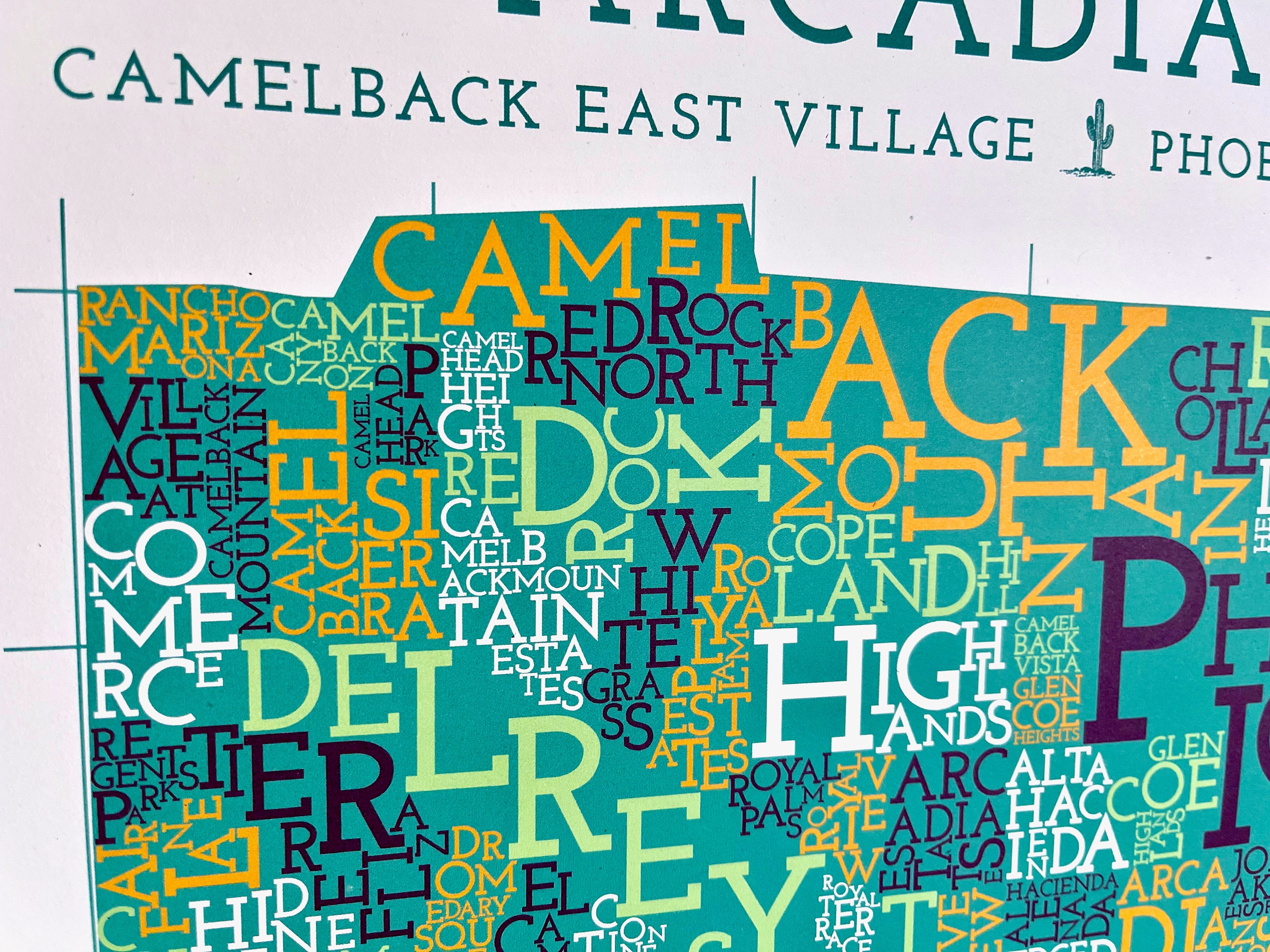 Arcadia, Phoenix, Arizona Neighborhood Map Art Print - Etsy