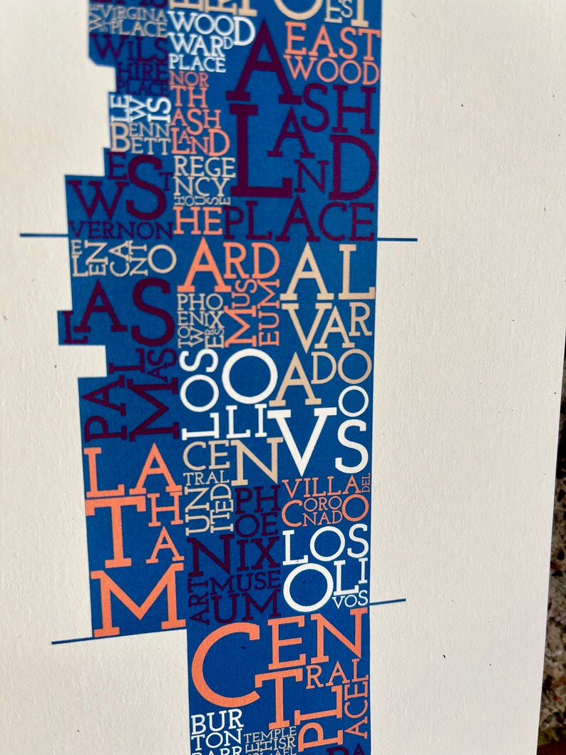 Midtown, Phoenix, Arizona Neighborhood Map Art Print - Etsy