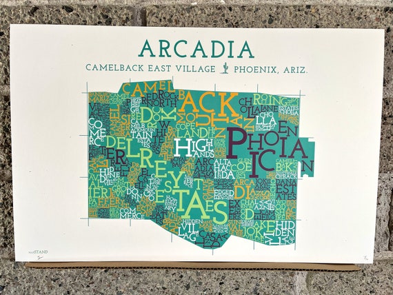 Arcadia Phoenix Arizona Neighborhood Map Art Print - Etsy