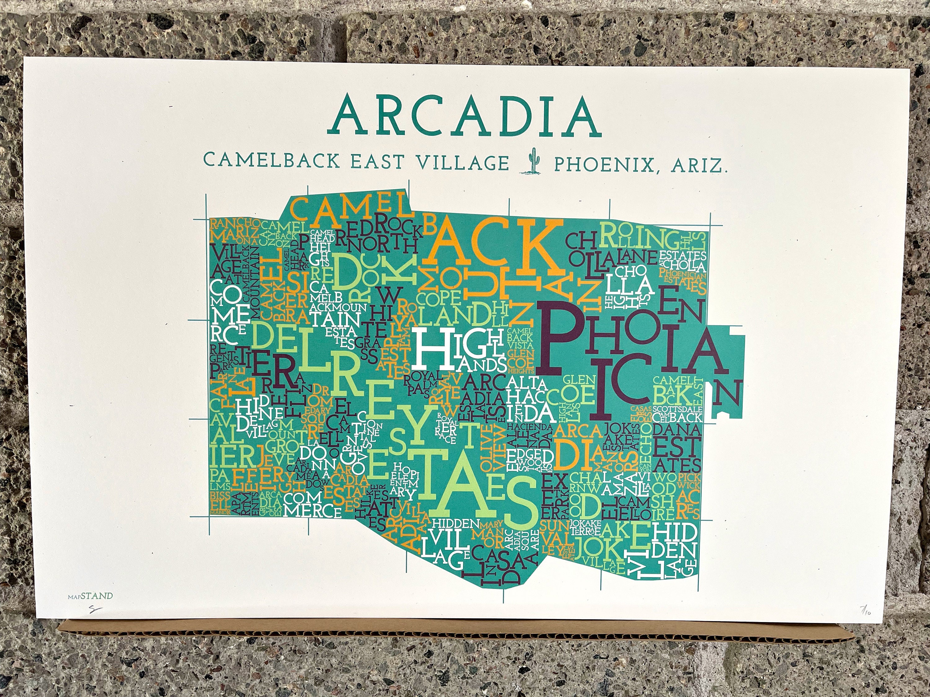 Arcadia, Phoenix, Arizona Neighborhood Map Art Print - Etsy