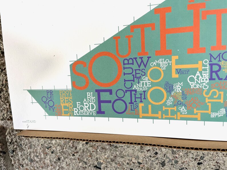 Ahwatukee Foothills Village, Phoenix, Arizona Neighborhood Map Art ...