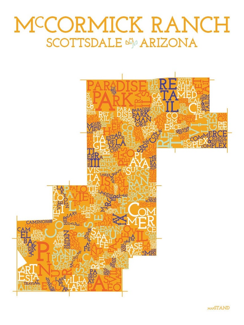 Mccormick Ranch, Scottsdale, Arizona, Neighborhood Map Art Print - Etsy