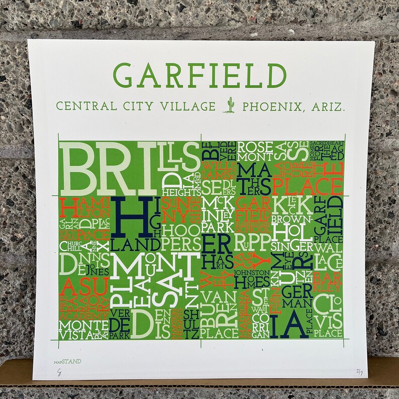 Mapa del vecindario de Garfield, Phoenix, Arizona Lámina artística ...