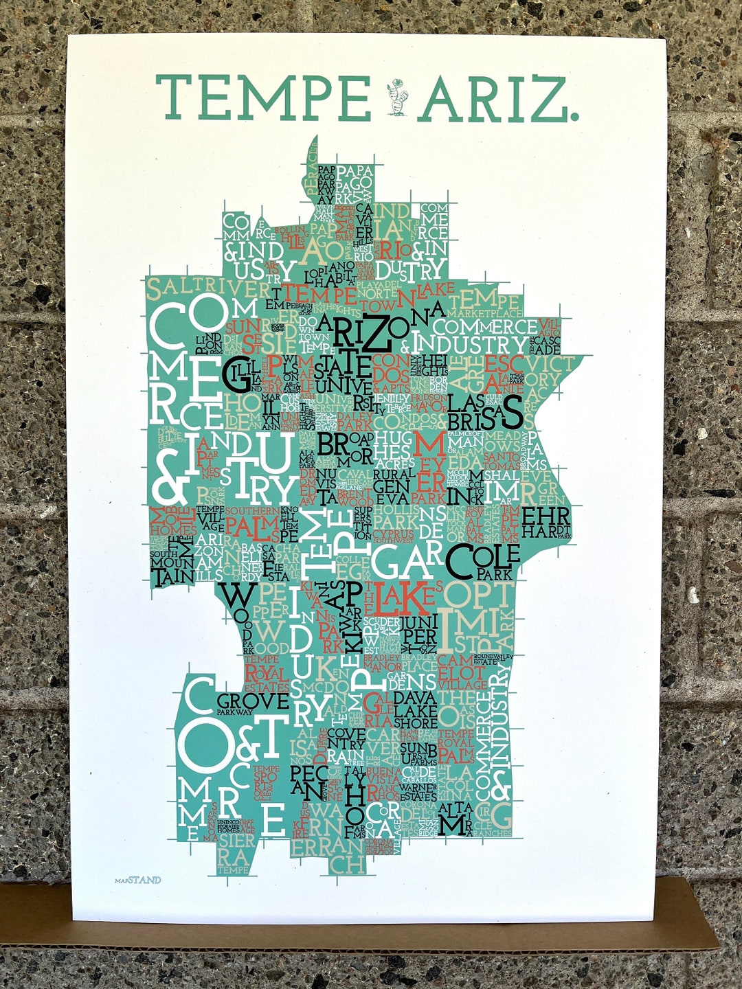 Tempe, Arizona, City Limits (ASU), Neighborhood Map Art Print - Etsy