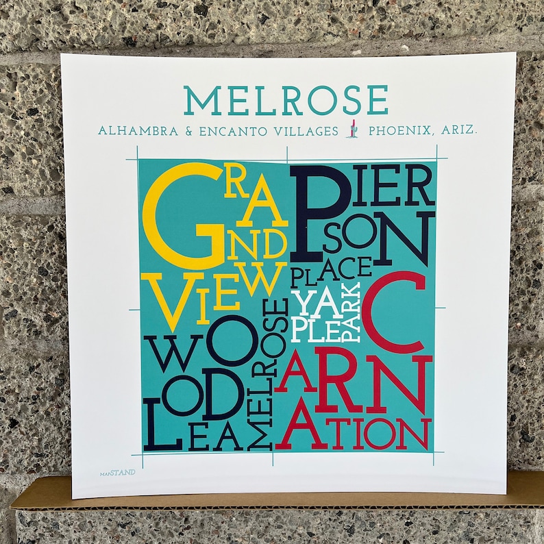 Melrose, Phoenix, Arizona Neighborhood Map Art Print - Etsy