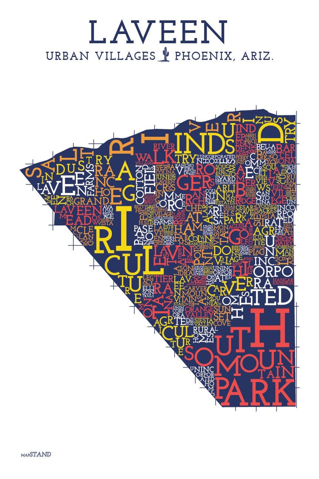 Laveen Village, Phoenix, Arizona, Neighborhood Map Art Print - Etsy