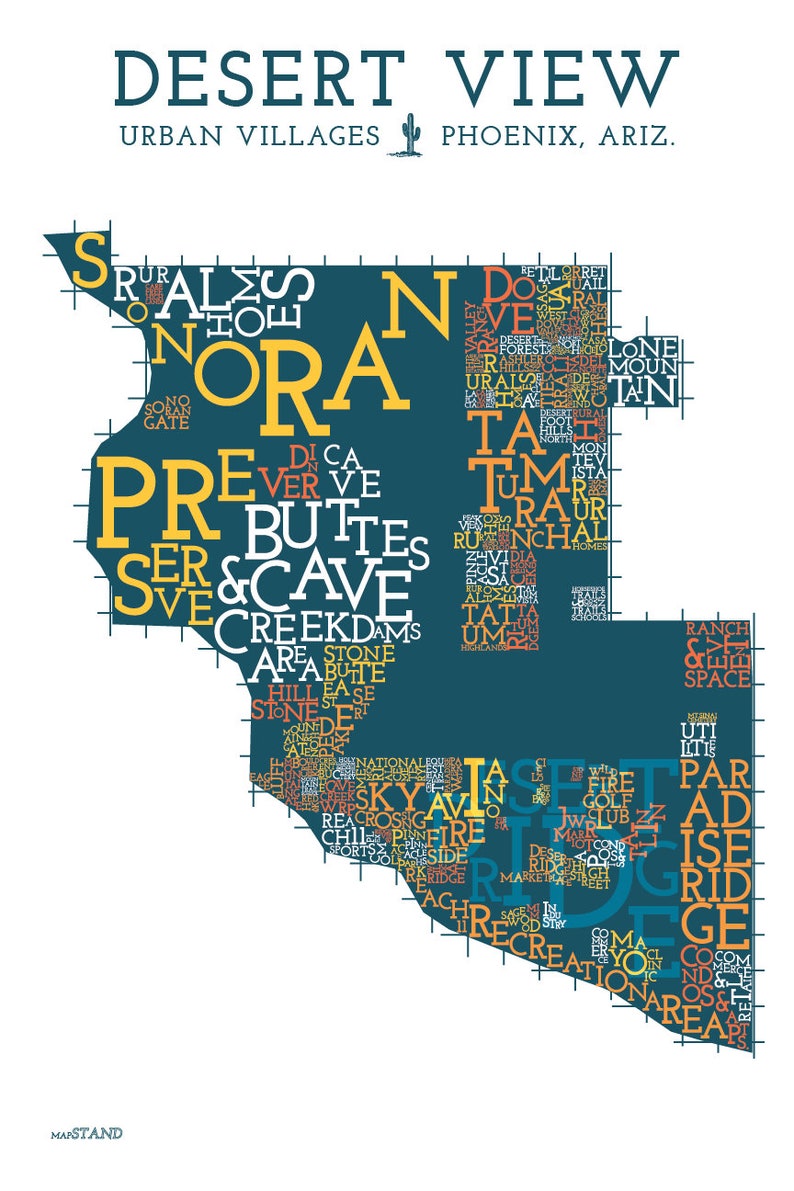 Desert View Village, Phoenix, Arizona Neighborhood Map Art Print - Etsy