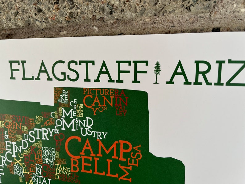 Flagstaff, Arizona, City Limits Neighborhood Map Art Print - Etsy