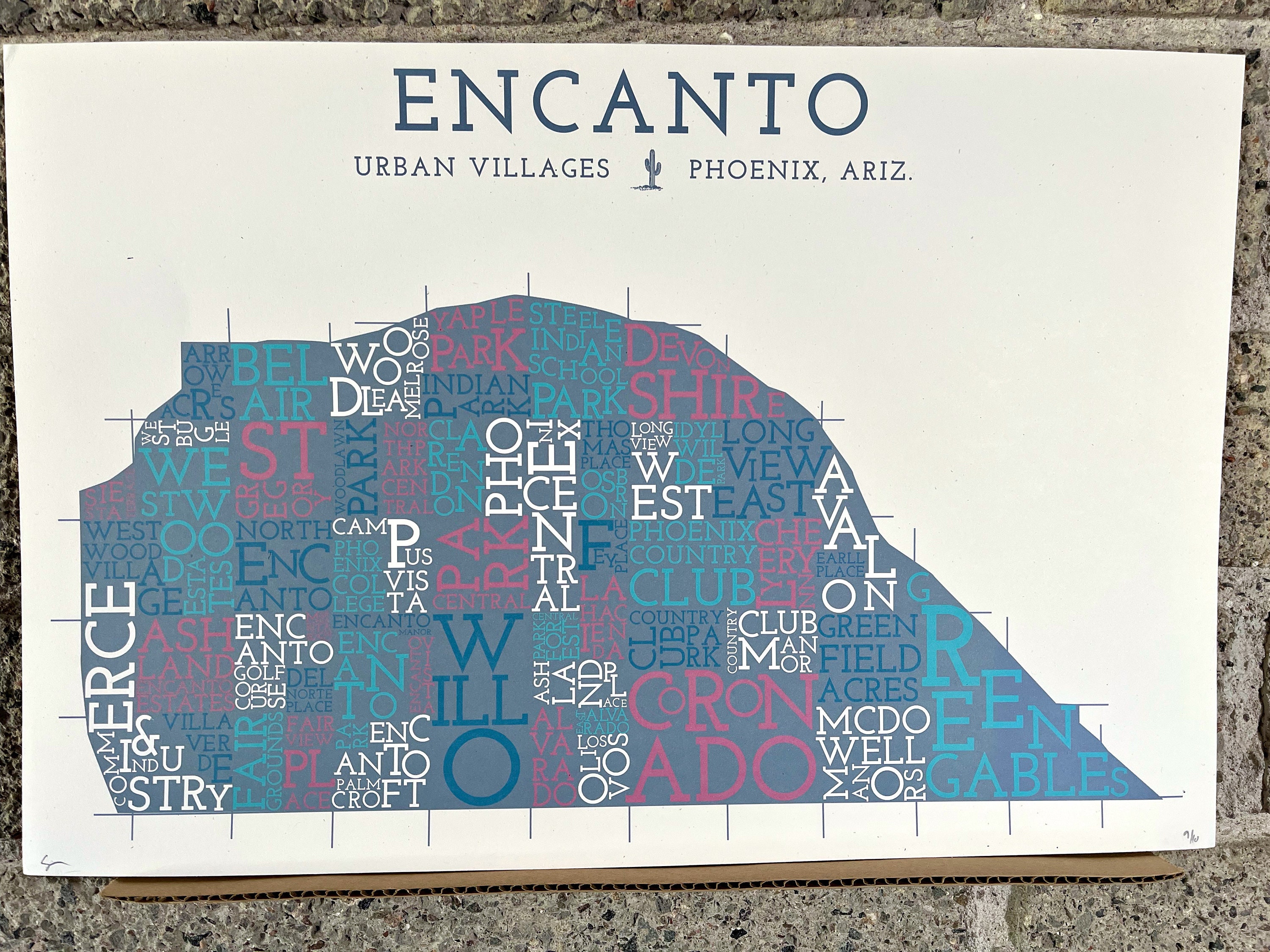 Encanto Village, Phoenix, Arizona Neighborhood Map Art Print - Etsy