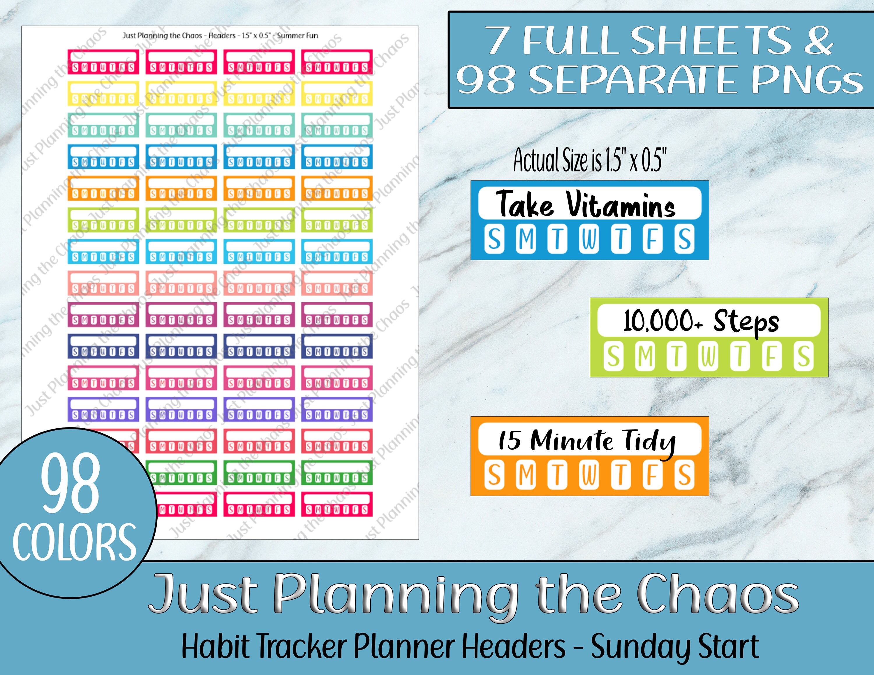 Printable Planner Stickers, Habit Tracker, Sunday Start, Planner ...