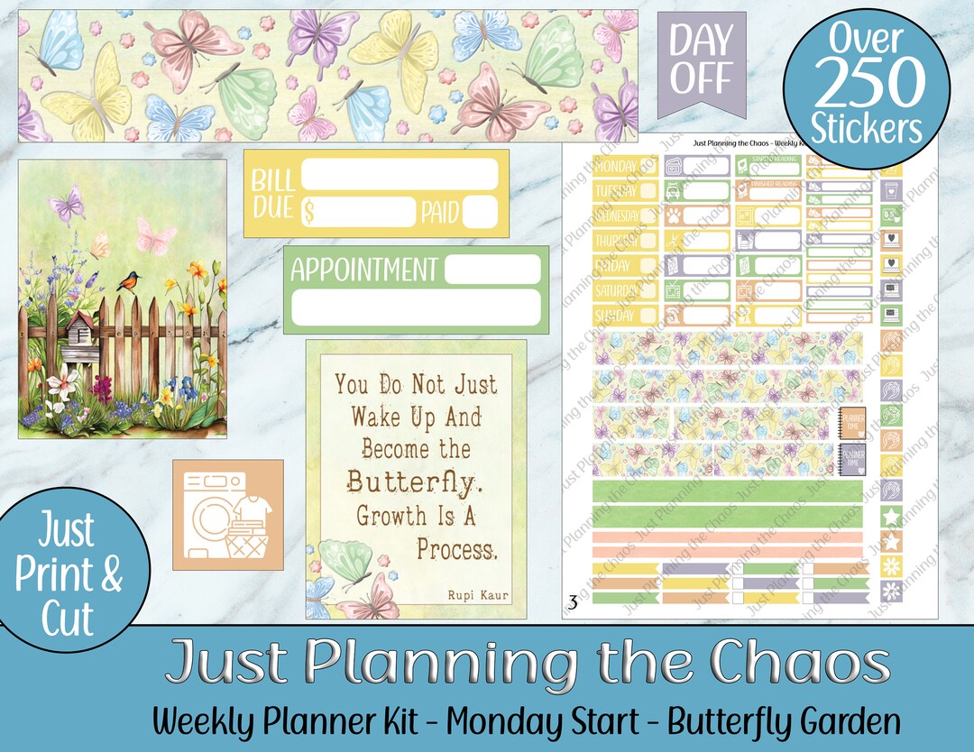 Printable Planner Stickers Weekly Sticker Kit Monday Start - Etsy