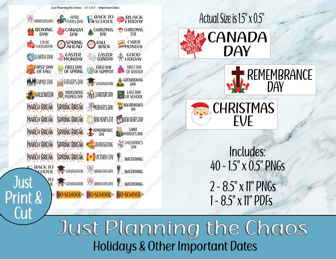 Printable Planner Stickers, Holidays, Important Dates, Holiday Stickers ...