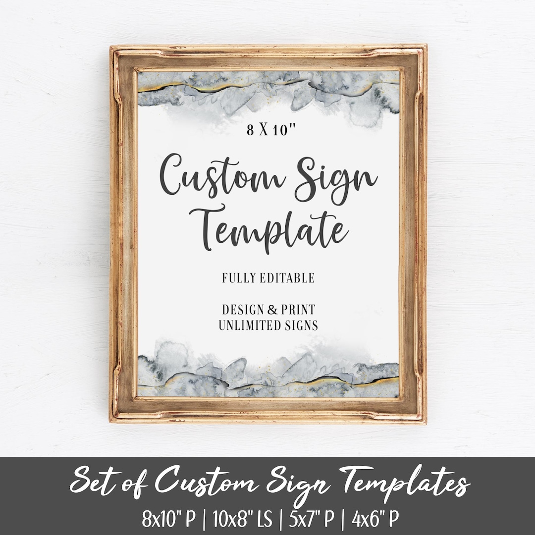 Marble Edged Custom Signs| Grey Marble Custom Signs| Bridal Shower ...