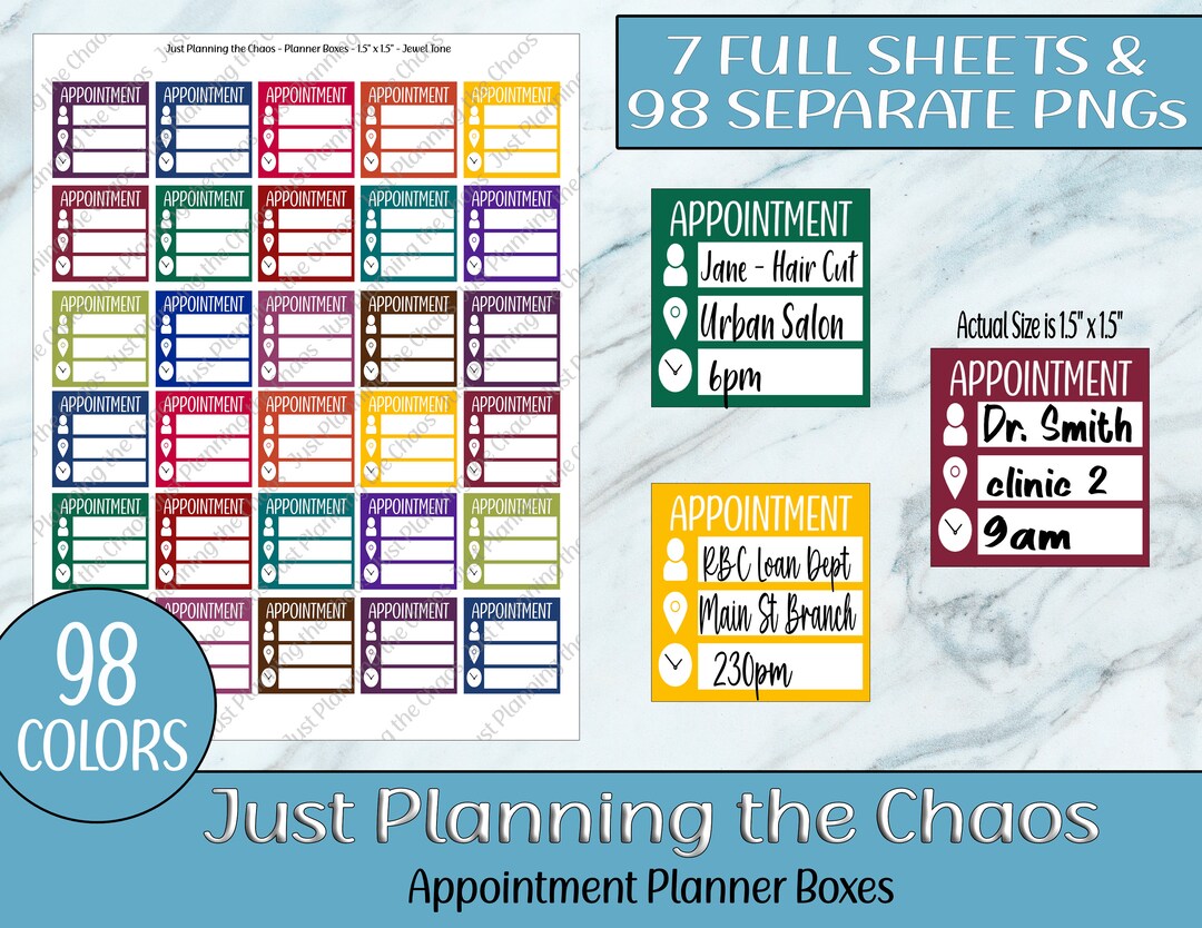 Printable Planner Stickers, Planner Boxes, Appointment Stickers ...