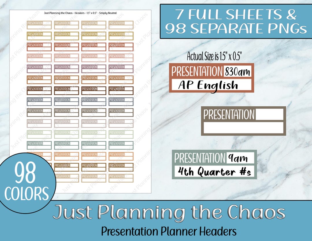 Printable Planner Stickers, Planner Headers, Presentation Stickers ...
