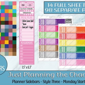 Printable Planner Stickers, Planner Sidebars, Monday, Printable Sidebar ...