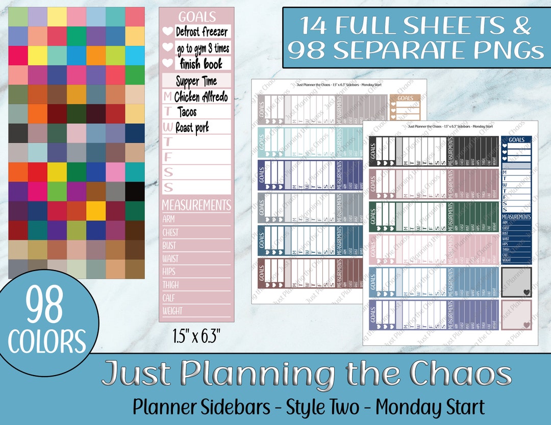 Printable Planner Stickers, Planner Sidebars, Monday, Printable Sidebar ...