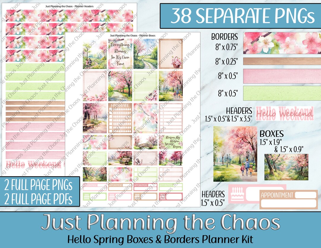 Printable Planner Stickers, Spring Planner Headers, Spring Planner ...