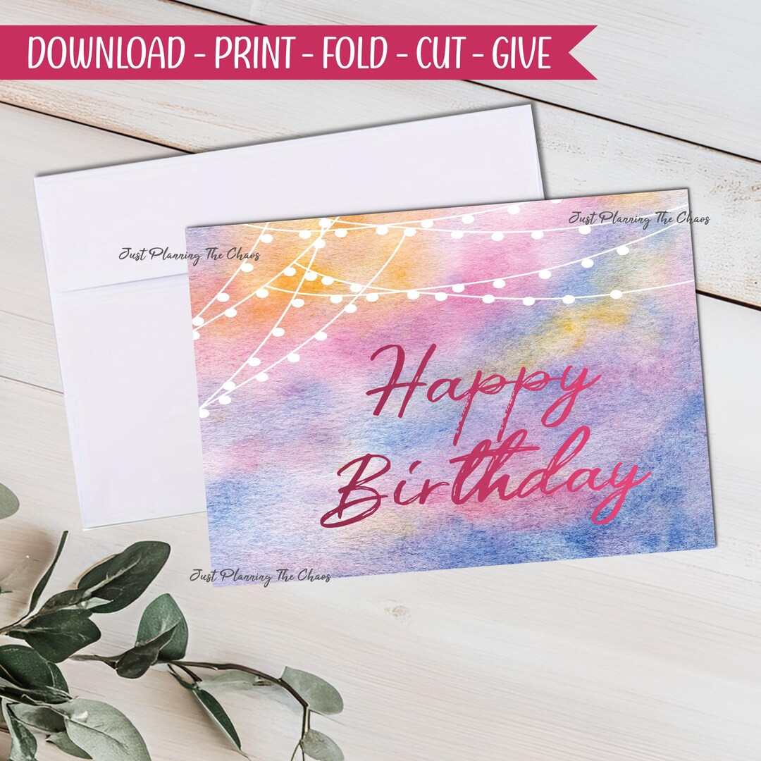 Happy Birthday Card - DIGITAL Download - Printable Birthday Card ...