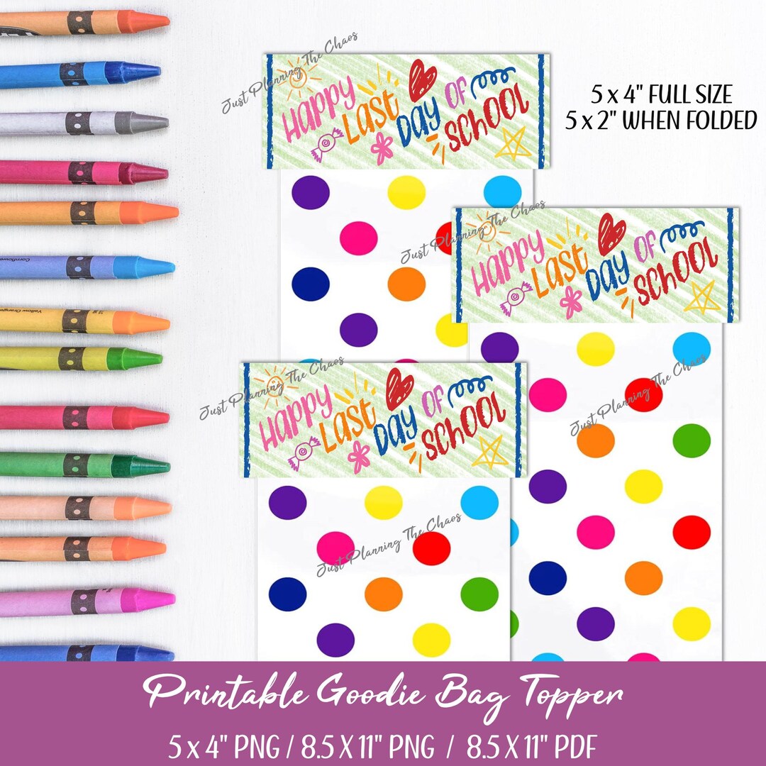 Last Day of School Treat Bag - Hello Summer Bag Topper - Printable Bag ...