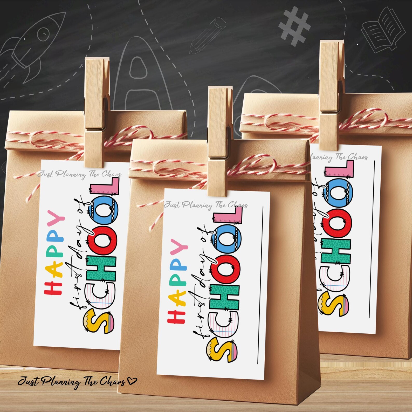 First Day of School Tag: Printable Back to School Treat Bag, Classroom ...